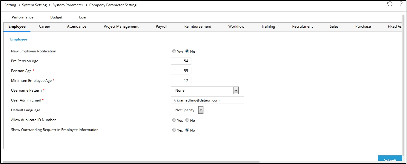 Employee Tab